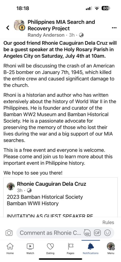 Testimonials: Gerald Randy Anderson Sr. - Bamban WWII Museum